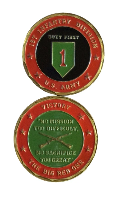 U.S. ARMY CHALLENGE Coin - 1st Infantry Division Big Red One EUR 18,89 ...