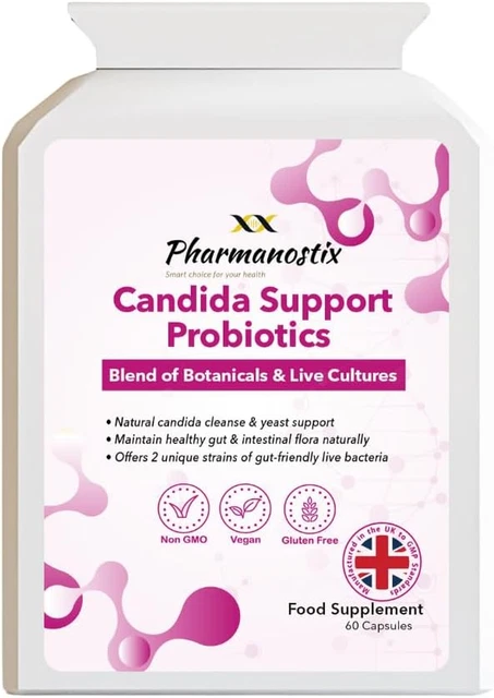 CANDIDA SUPPORT PROBIOTICS -60 Vegan Capsules - All-In-One Formulation ...