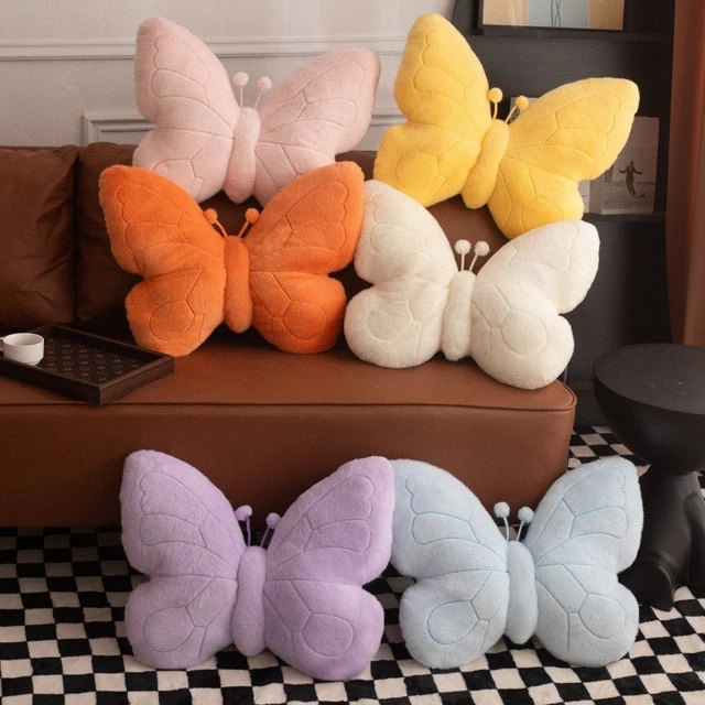 DOPAMINE BUTTERFLY PLUSH Pillow With Soft Short Plush For Girls Bedroom ...
