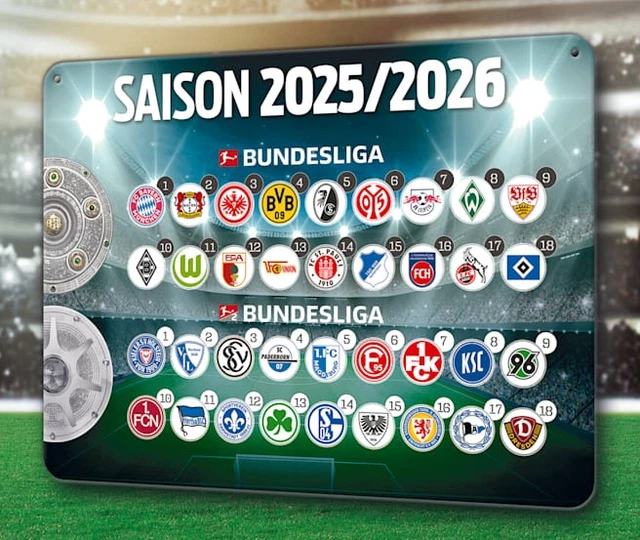 SPORT BILD MAGNET Tabelle 2025/2026 OVP Fußball Magnettabelle 25/26 ...