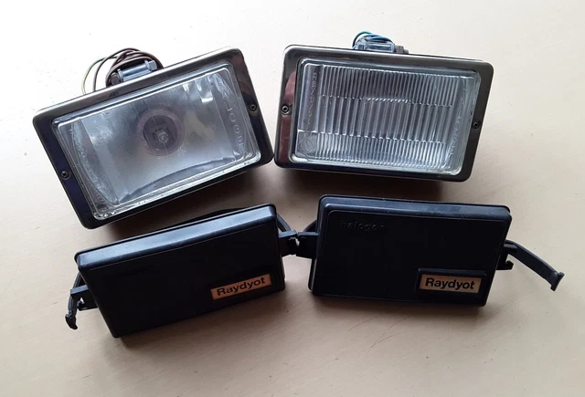 VINTAGE RAYDYOT CAR spot lights. Rectangular, halogen bulbs, with ...