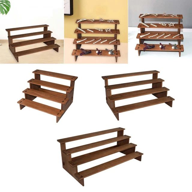 WOOD COUNTERTOP DISPLAY Riser Stand 4 Steps Spice Rack for Baking ...