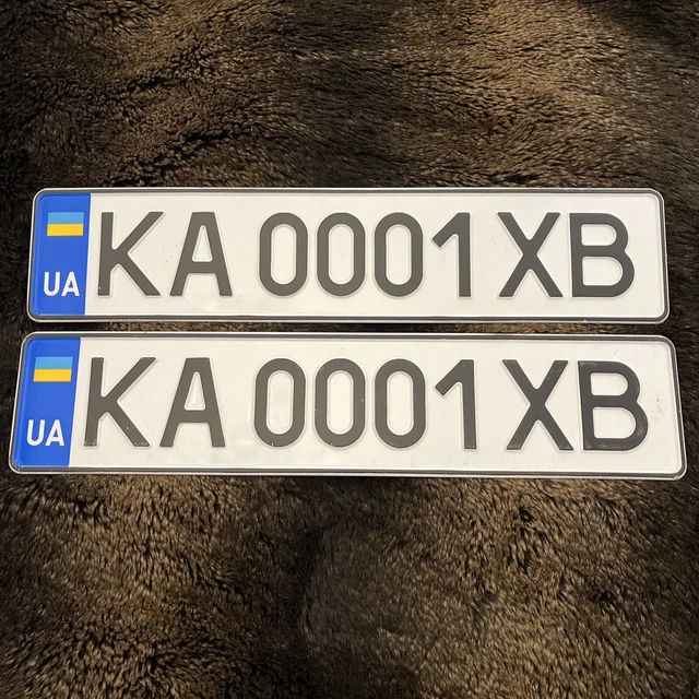 UKRAINE 🇺🇦 LICENSE Plates PAIR. MINT Ukrainian Tags KYIV 0001 XB Super ...