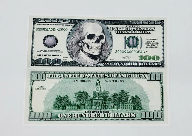 100 DOLLAR BILL Big pharma Art Original Art by New york street artist ...