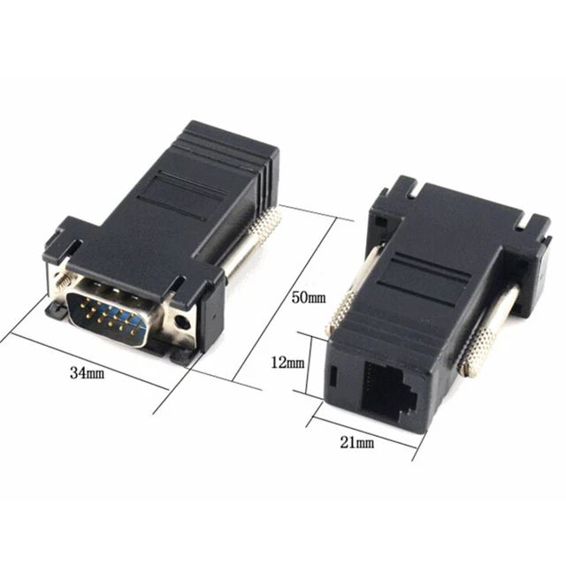 EXTENDER VGA RGB HDB Male To LAN CAT5 CAT6 RJ45 Net Cable Female ...