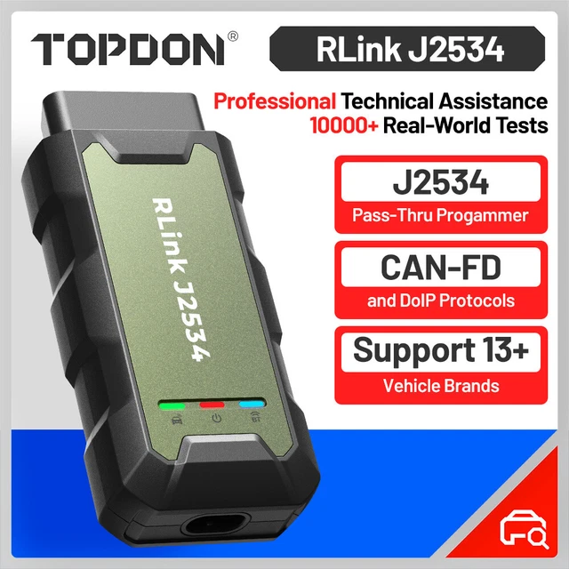 TOPDON RLINK J2534 Flash VCI SAE J2534 ISO 22900 Programming Pass-thru ...