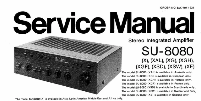 TECHNICS SU-8080 SERVICE Manual Repair Schematic Schaltplan Techniques ...