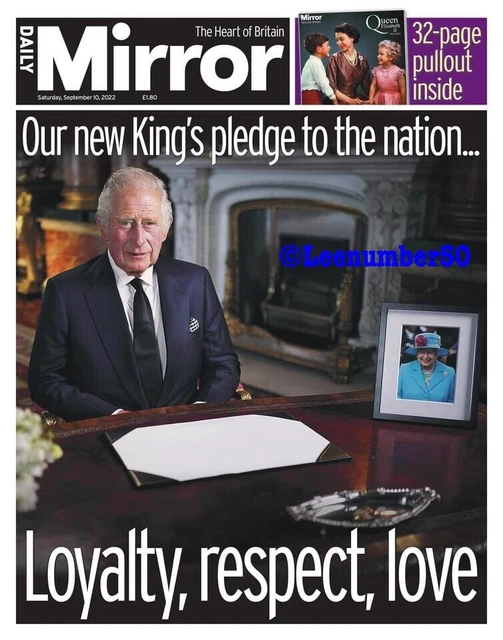 DAILY MIRROR NEWSPAPER King Charles Queen Elizabeth Death 10/9/22 New ...