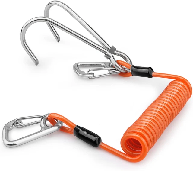 SCUBA DIVING REEF Double Hook, Drift Safety Telescopic Spring Rope ...