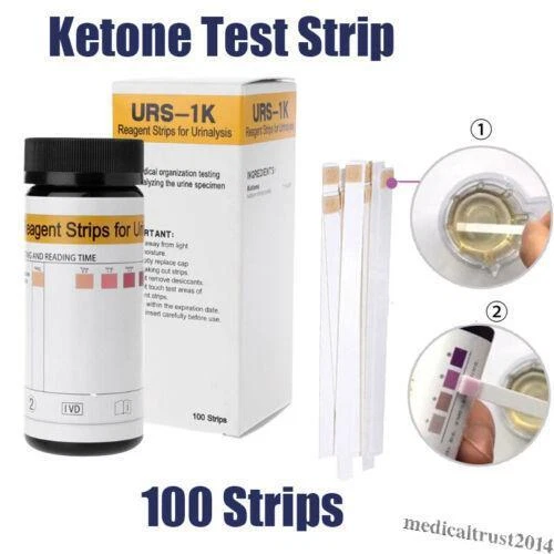 100 STRIPS KETONE Test Strip Urine Testing Reagent Keto Ketosis Stick ...