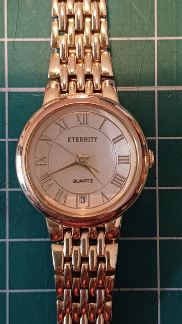 ETERNITY ET03 LADIES Quartz Wristwatch Gold Tone Date Bracelet Strap ...