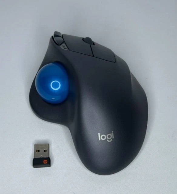 LOGITECH LOGI M570 Wireless Trackball Mouse w/Receiver Gray Blue ...