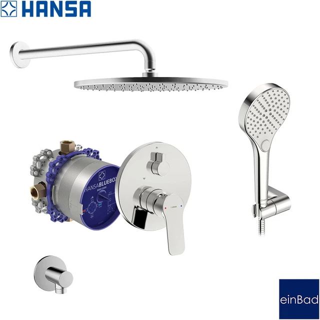 HANSA BASIC REGENDUSCHE Unterputz Kopfbrause Duschsystem Bluebox Duschset Brause EUR 668,03 ...