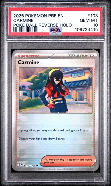 2025 POKEMON PRE En-Prismatic Evolutions Poke Ball Reverse Holo Carmine ...