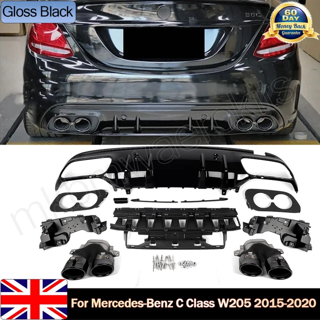C43 AMG REAR Diffuser Black Exhaust Pipe Kit For Mercedes C Class W205 ...