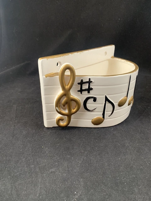 VINTAGE 1950S ENESCO Imports Ceramic Musical Notes Wall Pocket White ...