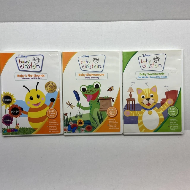 DISNEY BABY EINSTEIN 3 DVD Set Babys First Sounds, Baby Shakespeare ...