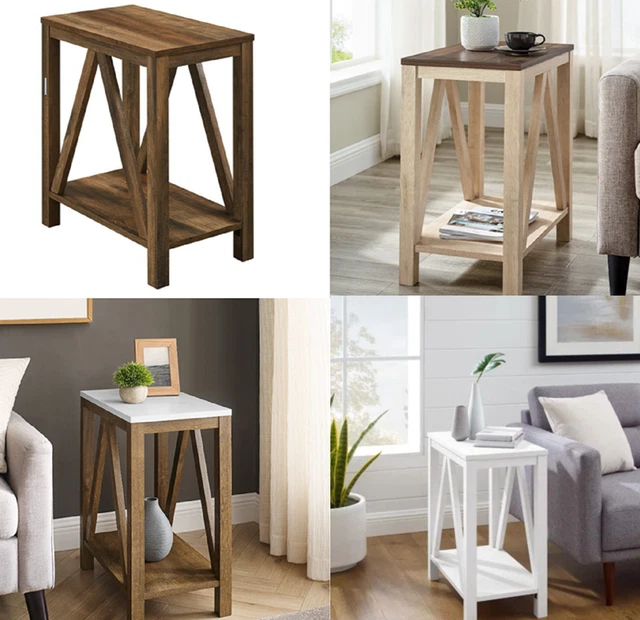 A-FRAME NARROW WOODEN Living Room Side End Bed Table Shelf Farmhouse ...