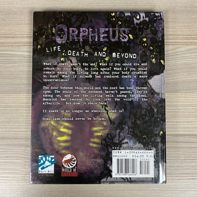 ORPHEUS WHITE WOLF WW21000 World Of Darkness Horreur Jeu de Rôle RPG ...