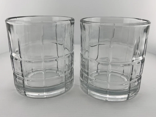 ANCHOR HOCKING TARTAN Rocks Glasses Tumblers Pair 3.25" Tall 8 Oz. $9. ...
