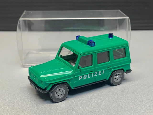 MERCEDES BENZ MB G-Klasse Polizei SUV Geländewagen Kombi grün Wiking H0 ...