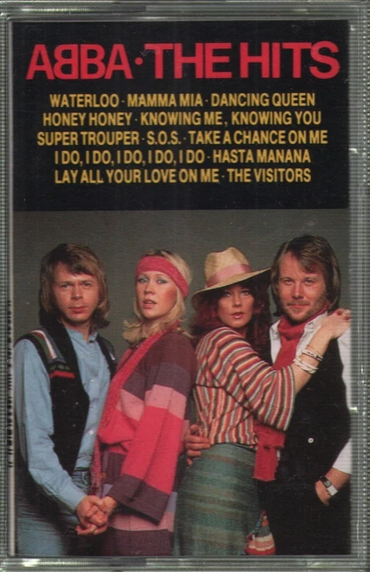 ABBA HITS CASSETTE UK Hallmark 1987 cassette with white shell and black ...