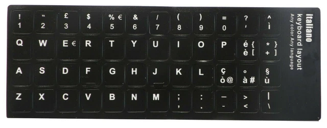 ADHESIVES BLACK LABELS Letters for Italian Keyboard Stickers £5.10 ...