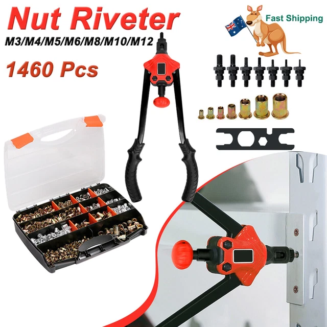 HEAVY DUTY RIVET Nut Riveter Rivnut Nutsert Gun Riveting Tool Kit Thread M3-12 $102.95 - PicClick AU