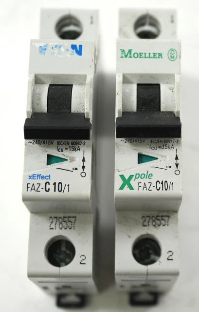 LOT DE 2 Eaton / Moeller Faz-c10/1-na Disjoncteur 1Pole 10A 277V ~48V EUR 45,23 - PicClick FR