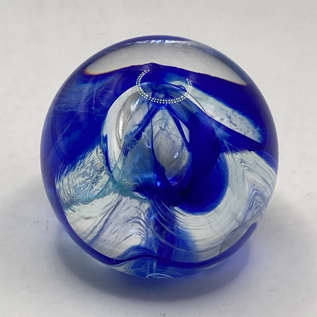 VINTAGE CAITHNESS GLASS Cobalt Blue Swirl Moon Crystal Paperweight ...