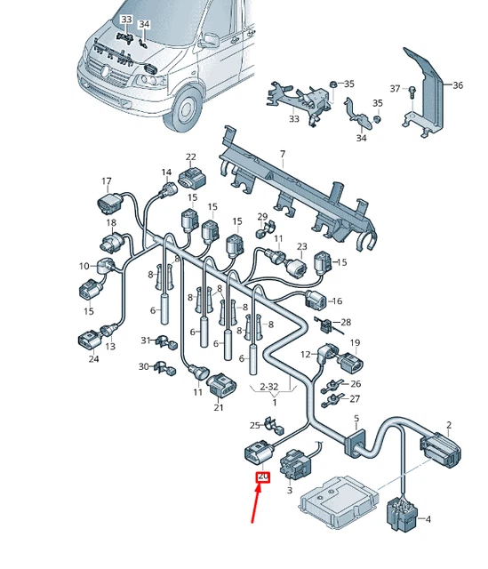 VW TRANSPORTER VI T6 boîtier contact plat 3 broches 8K0973703F NEUF ...