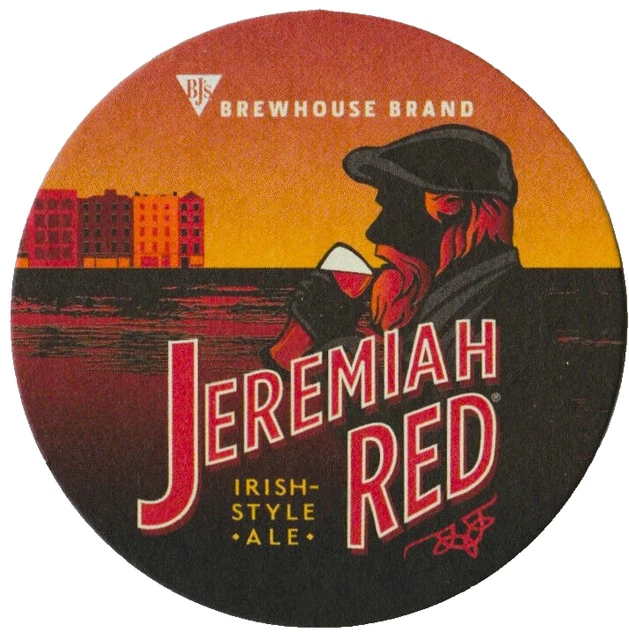 BJ'S RESTAURANT & Brasserie Jeremiah Red Beer Coaster Huntington Beach ...