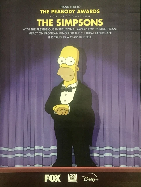 THE SIMPSONS PEABODY congratulations advertisement Homer Simpson FOX ad ...