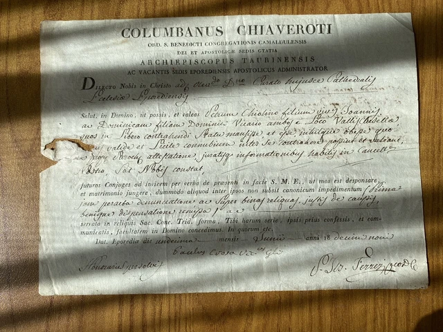 ANCIENNE LETTRE EN Latin Manuscrit Columbanus Chiaveroti Archevêque ...