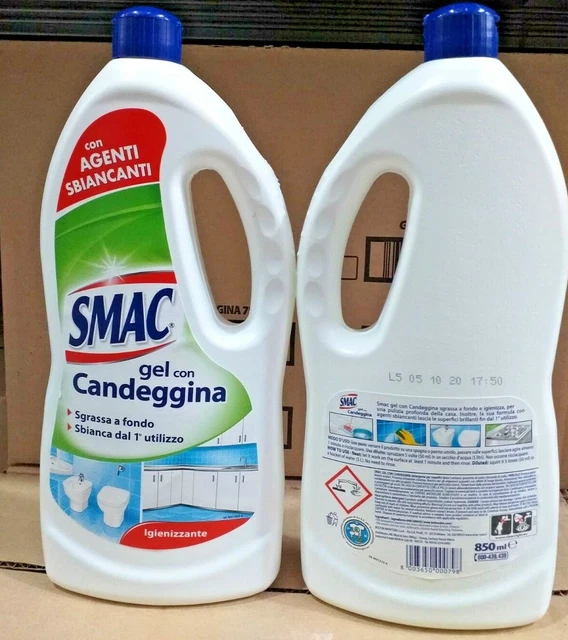 6 PEZZI SMAC Gel con Candeggina Sgrassa a fondo Sbianca Bagno e Cucina ...