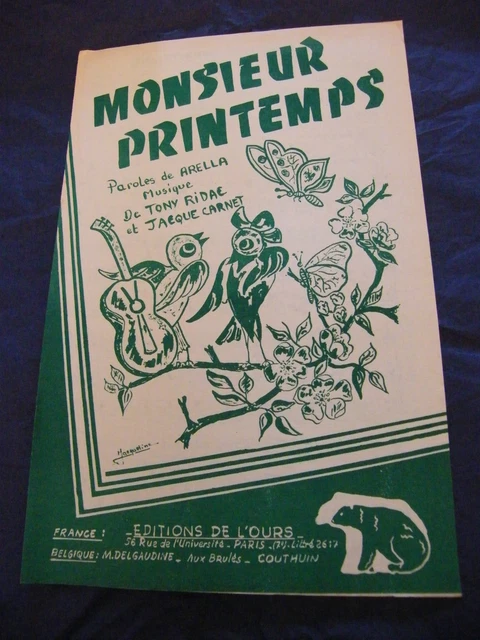 PARTITURA MONSIEUR PRINTEMPS Di Tony Ridac E Jacque Carnet 1959 EUR 17 ...