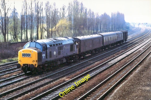 RAILWAY PHOTO 6X4 Class 37 37134 BR Blue Parcels Train approaching York ...