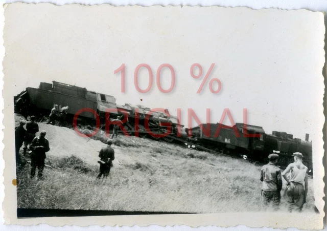 FOTO FRANKREICH 1940 Eisenbahn Dampflok Unfall Grenze Belgien 2Wk / 1 ...