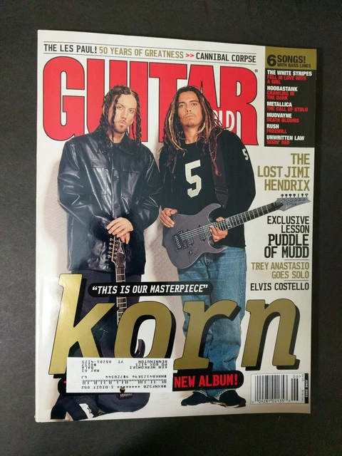 KORN GUITAR WORLD Magazine Jimi Hendrix Mudvayne Metallica Rush Giugno ...