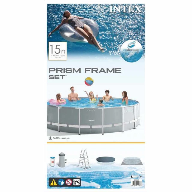 INTEX ROUND PRISM Frame Above Ground Swimming Pool 15 feet x 48 in deep ...