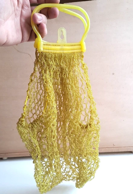ANCIEN SAC FILET à courses jaune vintage années 70 pas panier EUR 8,00 ...