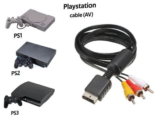 SONY PLAYSTATION TV AV Cable PS1 PS2 PS3 Lead Composite Video Audio RCA ...