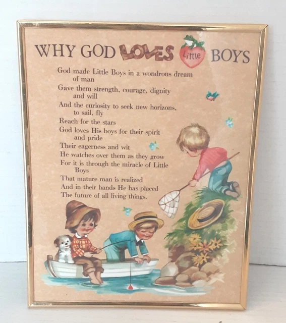“WHY GOD MADE Little Boys” Poem Wall Hanging Vintage Framed Plaque ...