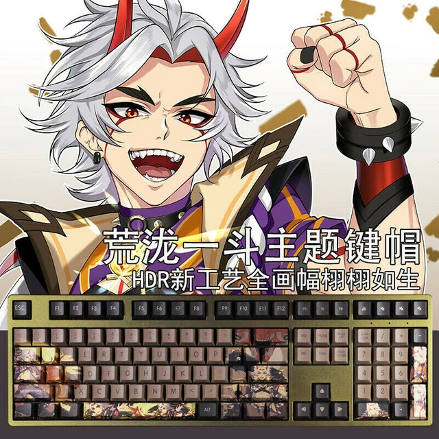 GENSHIN IMPACT ARATAKI Itto PBT Keycap Set 108 Keys Cap for Cherry MX ...