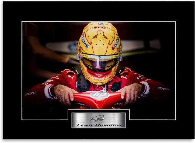 LEWIS HAMILTON 2025 Signed Photo Display Poster A4 For Ferrari F1 Fans ...