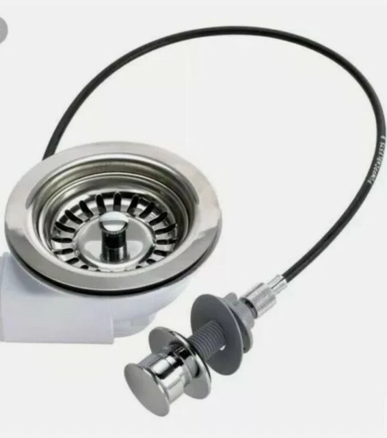 KITCHEN SINK 3.5” Cable Pop Up Basket Waste Chrome Strainer 44mm ...
