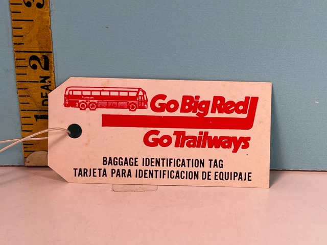 VINTAGE GO BIG Red Go Trailways Baggage Identification Tag ...