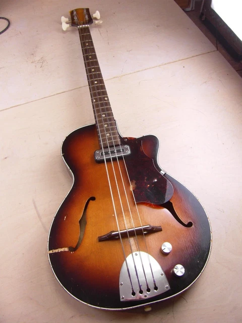 ELEKTRO-AKUSTISCHER BASS EGMOND 60er Guitare Basse Dutch Bass Holland E ...