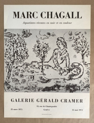 MARC CHAGALL ORIGINAL Offset Lithograph Galerie Patrick Cramer Geneve ...