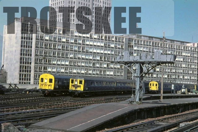 35MM SLIDE BR British Railways Electric EMU Class 4SUB Lineup Waterloo ...